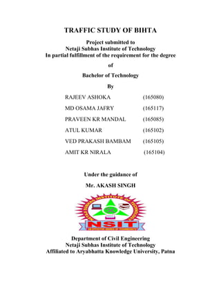 Traffic study project for final year CIVIL engineering | PDF