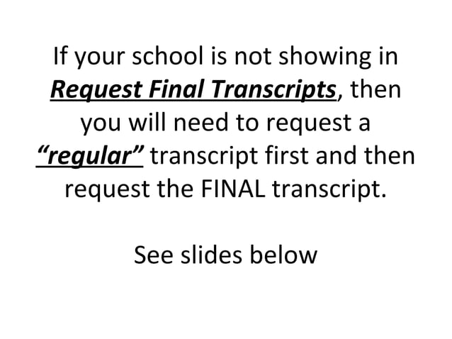 Final transcript request | PPT