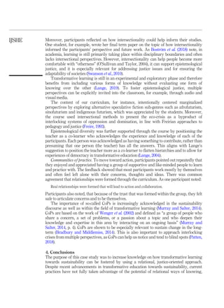 Transformative Education: Towards a Relational, Justice-Oriented Approach to Sustainability | PDF