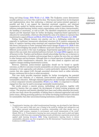 Transformative Education: Towards a Relational, Justice-Oriented Approach to Sustainability | PDF