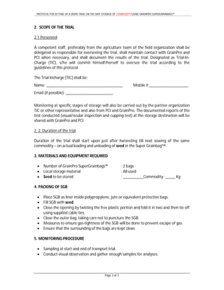 Final Trial Protocol - Super Grain Bags | PDF