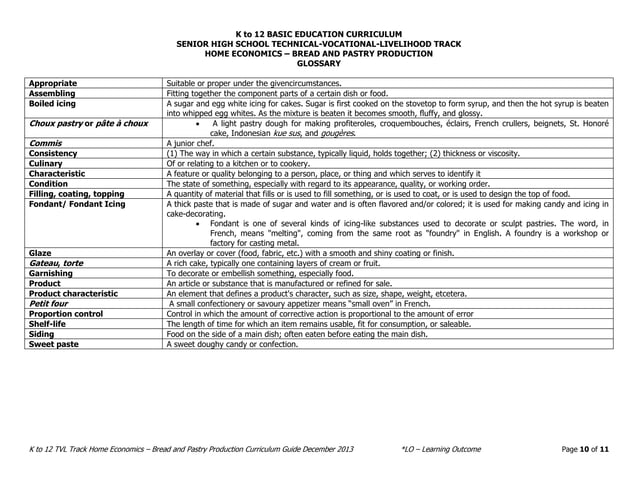 bread and pastry curriculum guide senior high school | PDF | Cooking ...