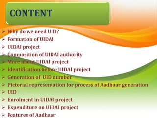 UIDAI:use of technology in increasing efficiency,delivery and ...