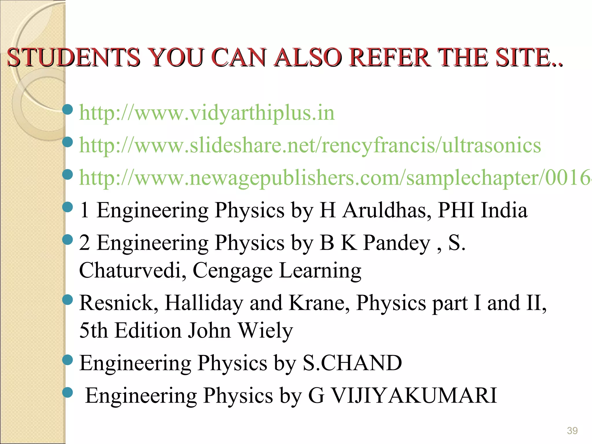 B.Tech sem I Engineering Physics U-V Chapter 2-Ultrasonic waves | PPT
