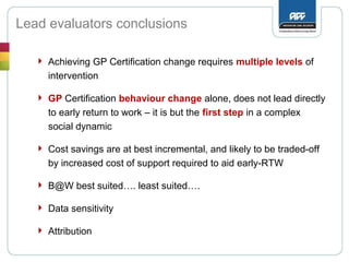 Evaluation learnings - Better @ Work: | PPT