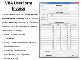 Sales invoice VBA excel user-form | PPTX
