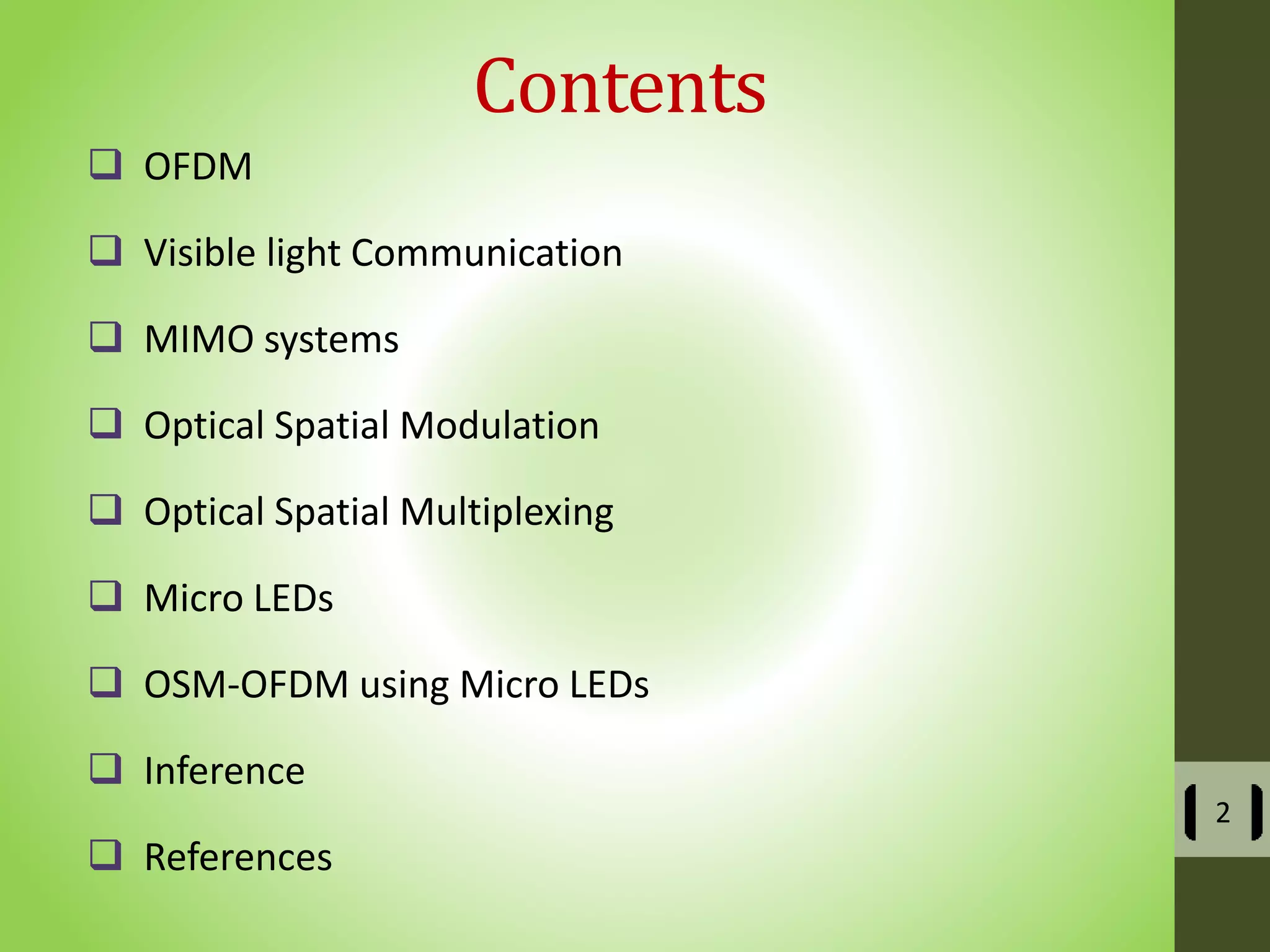 Optical Spatial Modulation Ofdm Using Micro Leds Ppt