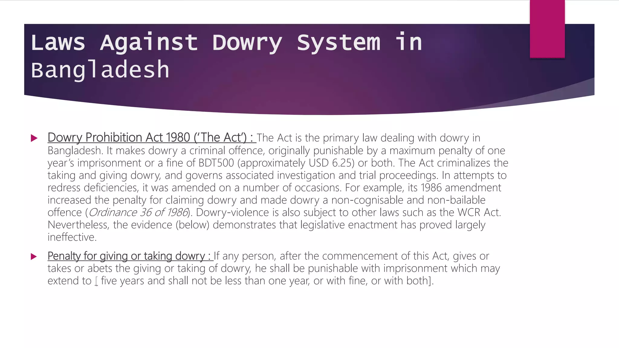 Dowry system in Bangladesh | PPTX