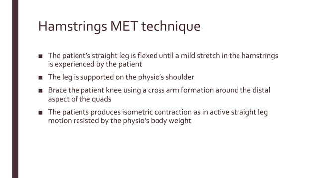 Introduction to muscle energy techniques (METs) | PPTX | Physical ...