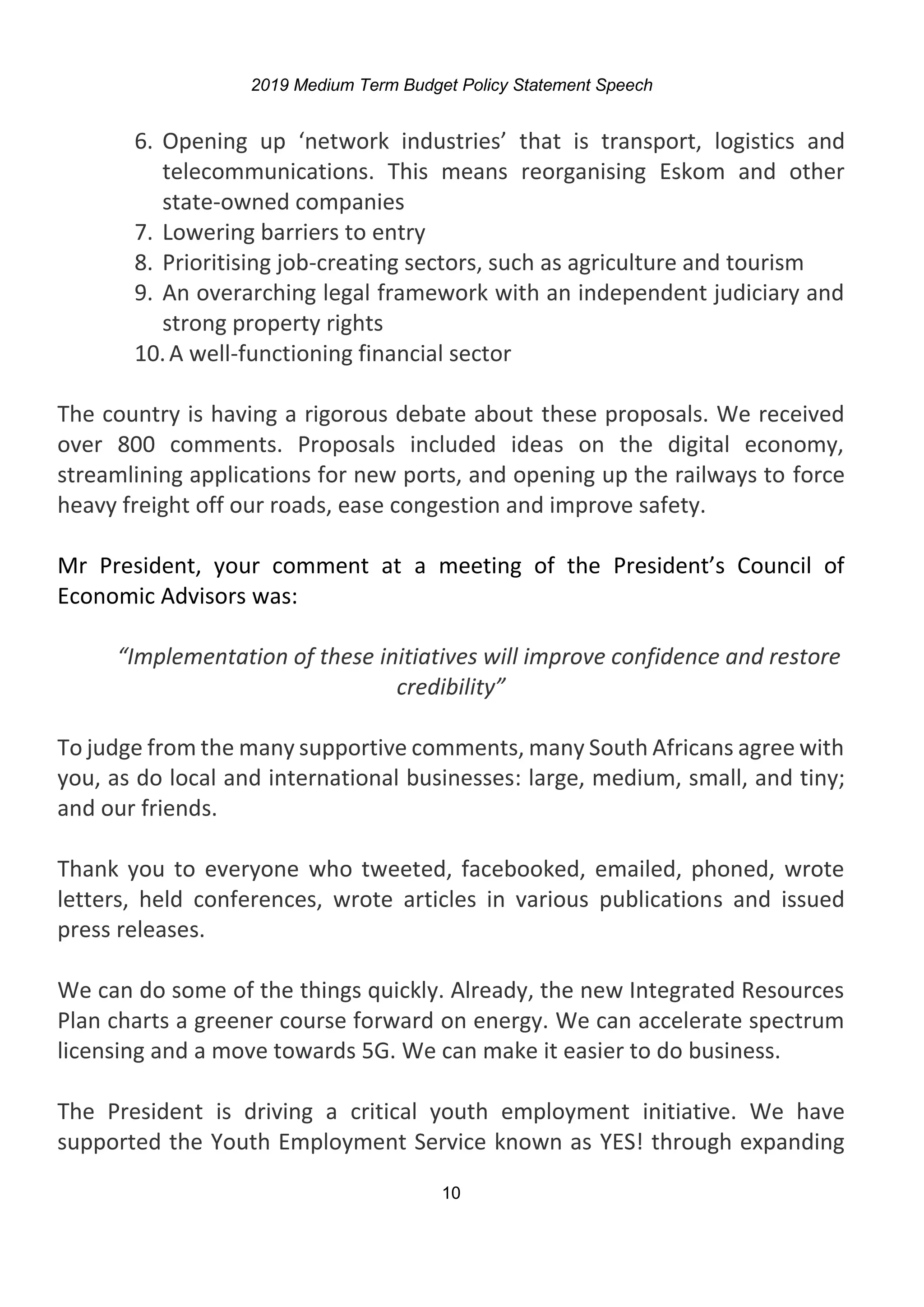 Medium Term Budget Policy Statement 2019 | PDF