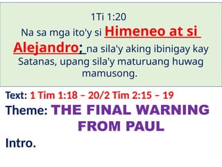 Sunday Sermon: The Final Warning from Paul | PPTX