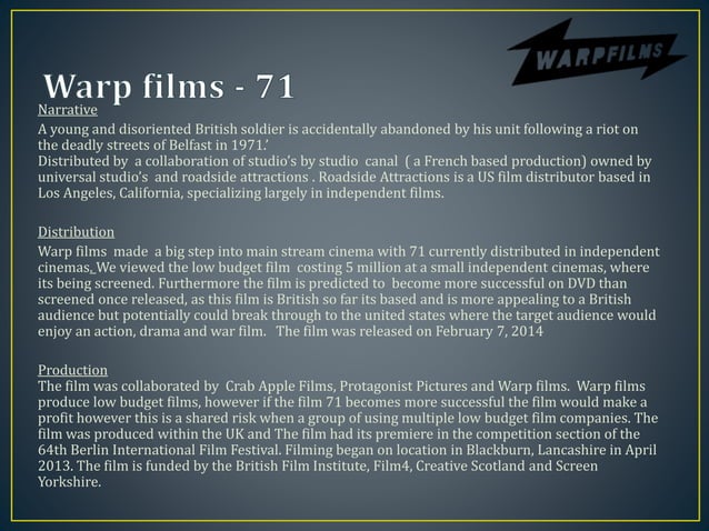 Warp Films and working title films | PPT