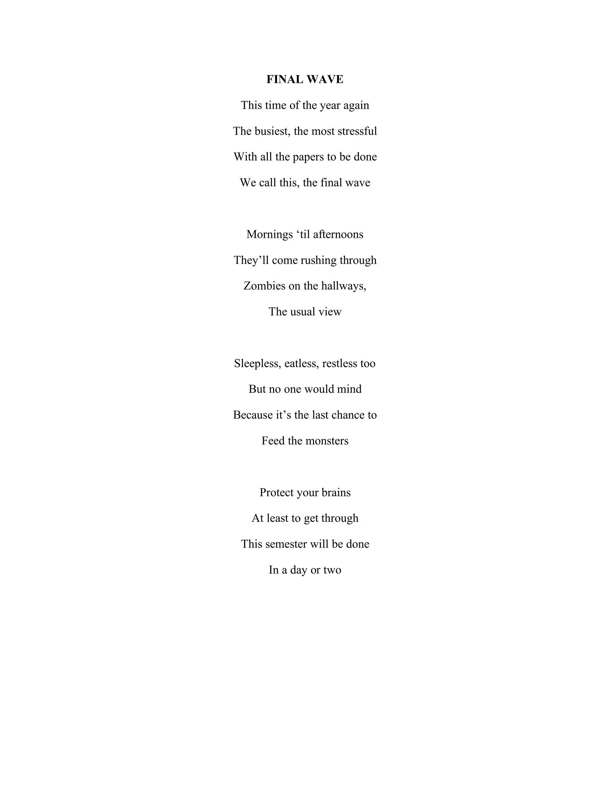 Final wave: a poem | PDF