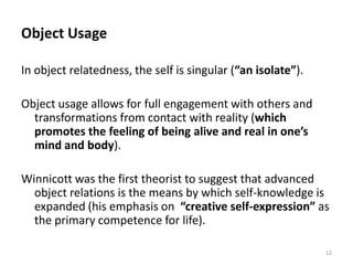 A Therapy Hour: Revisiting Winnicott's Notion of "Object Usage" | PPT