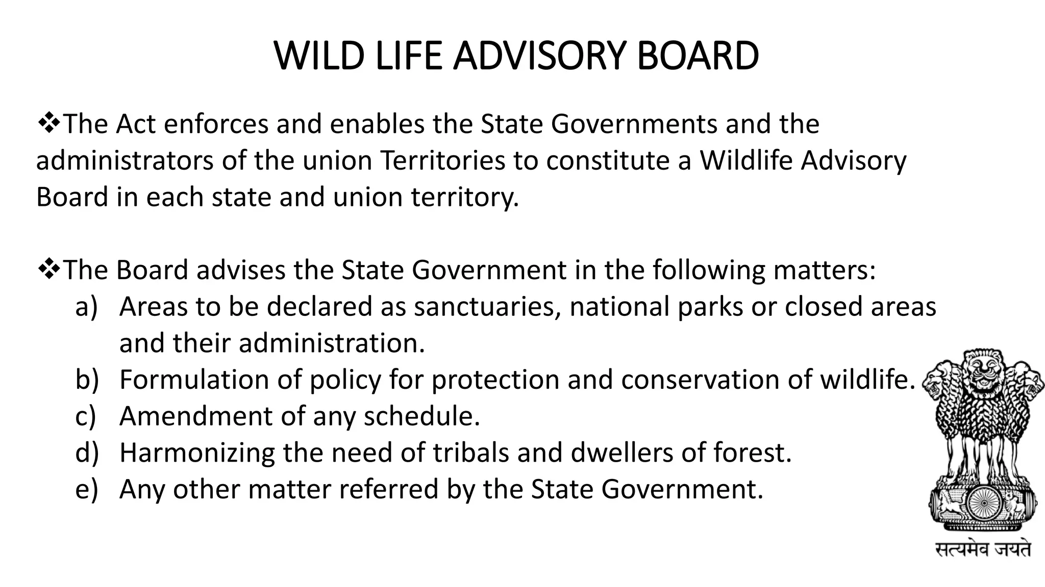 WILDLIFE PROTECTION ACT 1972 | PPTX