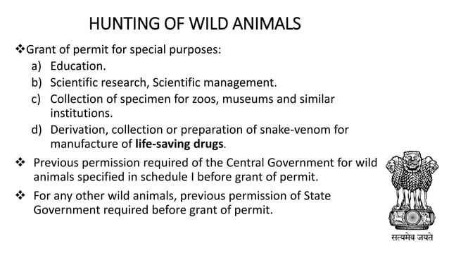 WILDLIFE PROTECTION ACT 1972 | PPTX | Hunting and Shooting | Sports