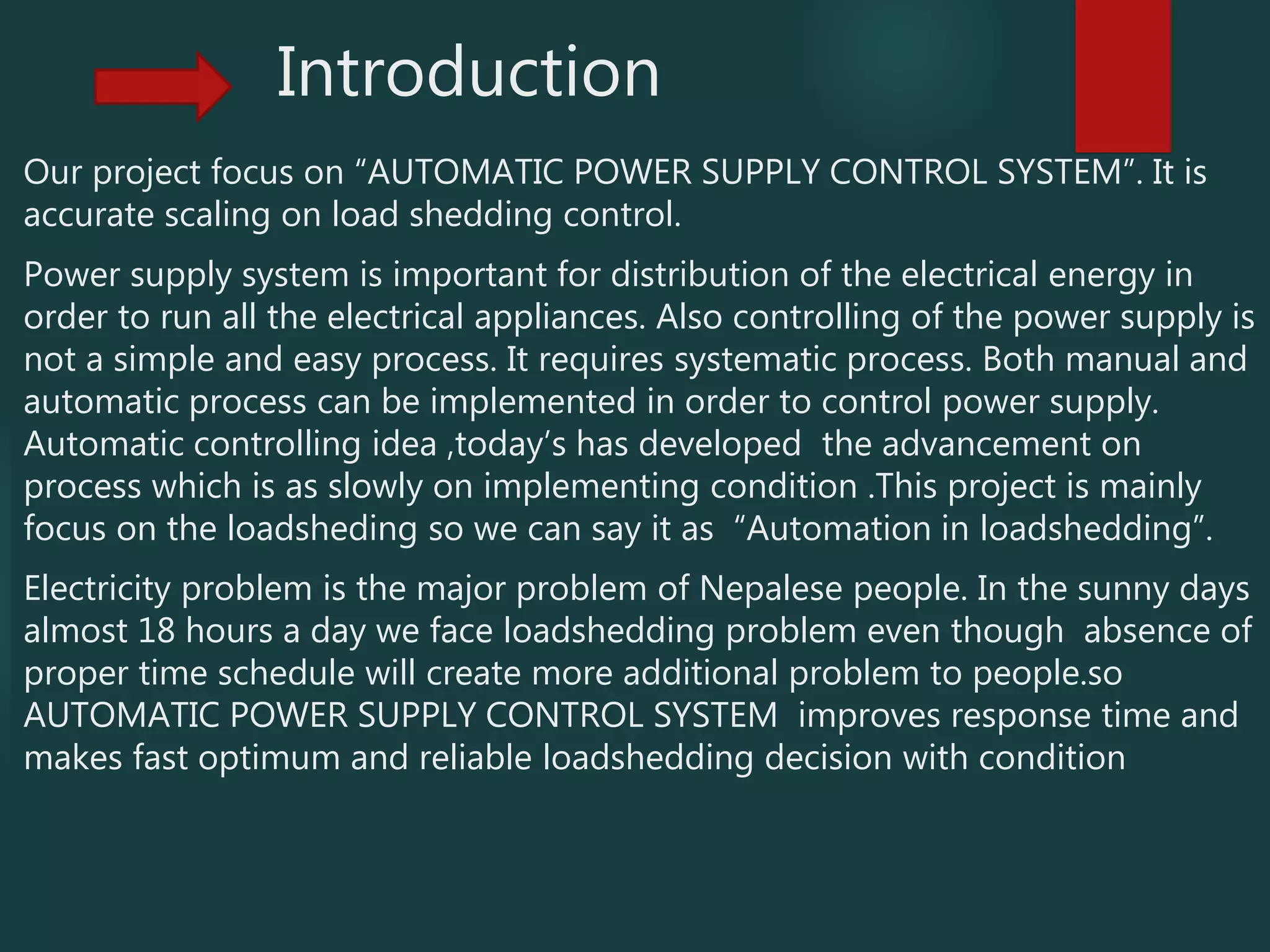 auto matic load shedding control for substation | PPT