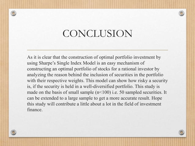 Sharpe Single Index Model | PPTX