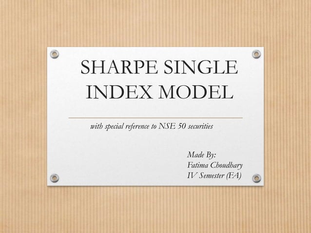 Sharpe Single Index Model | PPT