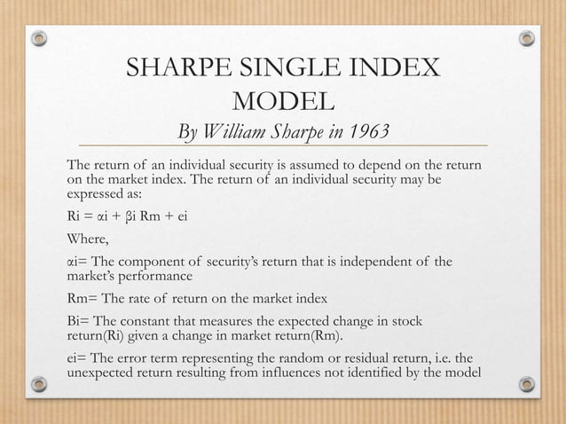 Sharpe Single Index Model | PPT