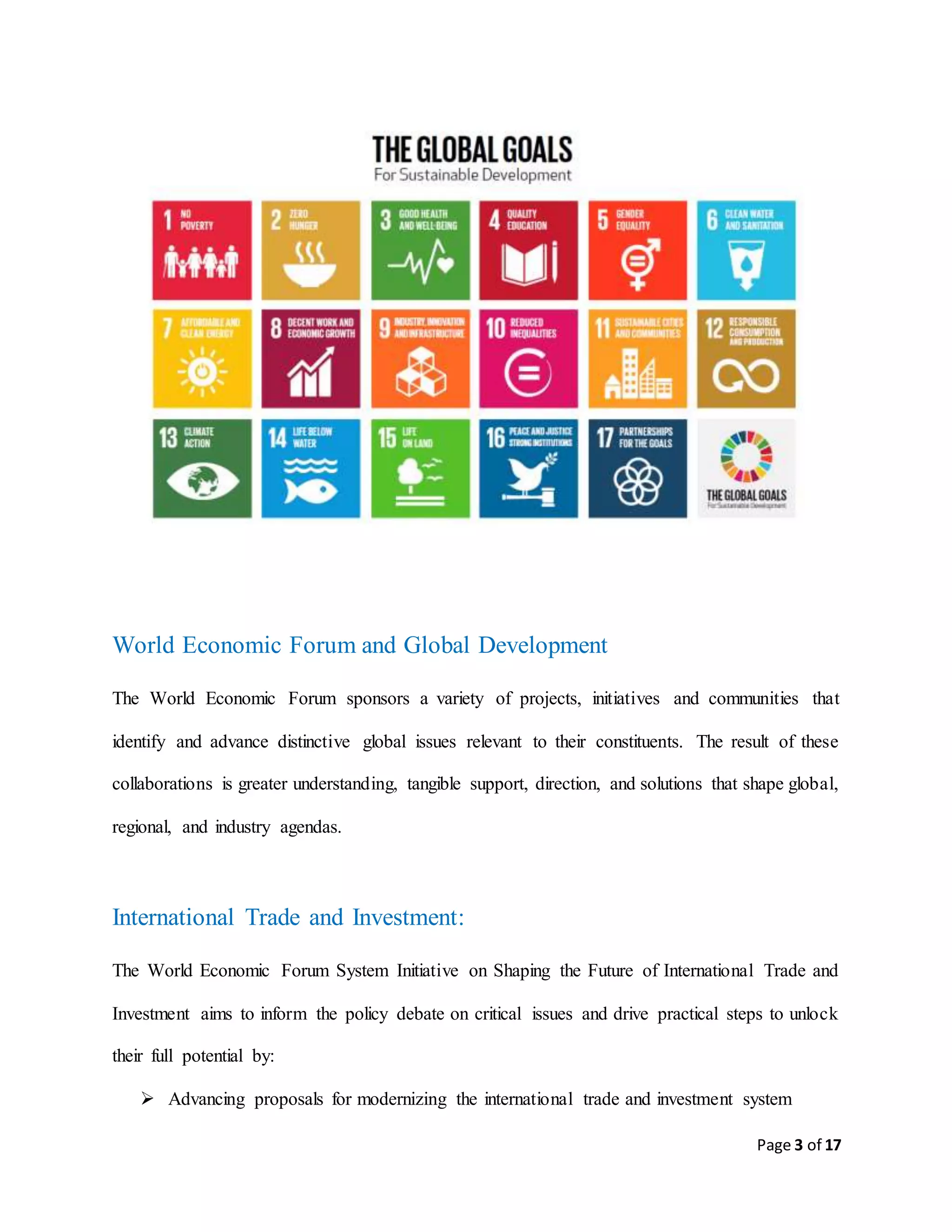world economic forum and global development (WEF) | DOCX