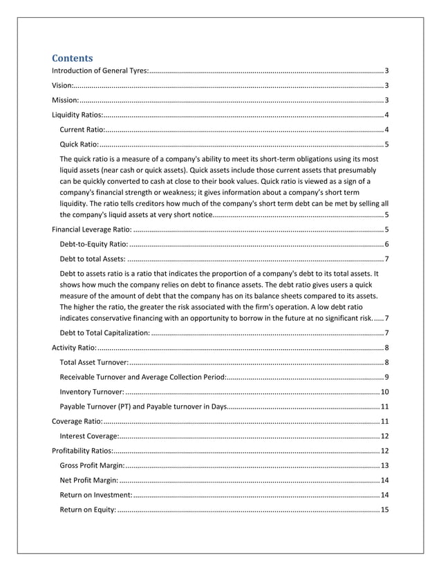 General Tyres FInancial Analysis Report | PDF