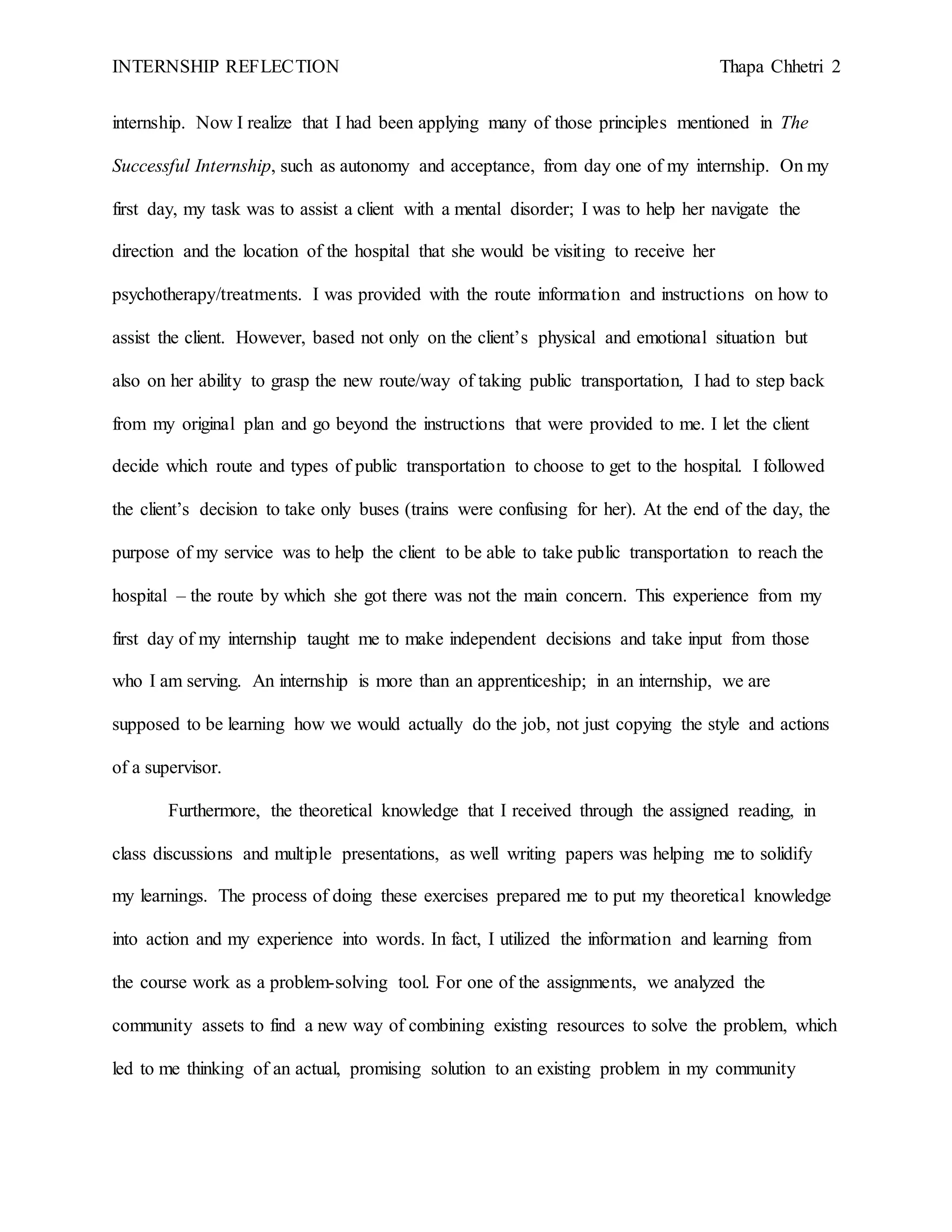 Social Justice Internship Final Written Reflection | DOCX