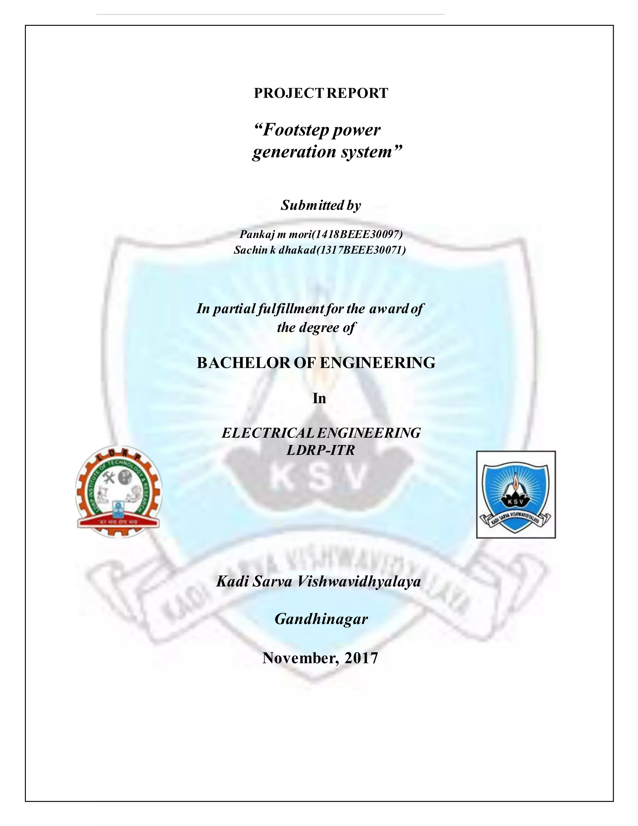 Footstep power generation system Final year be project | PDF