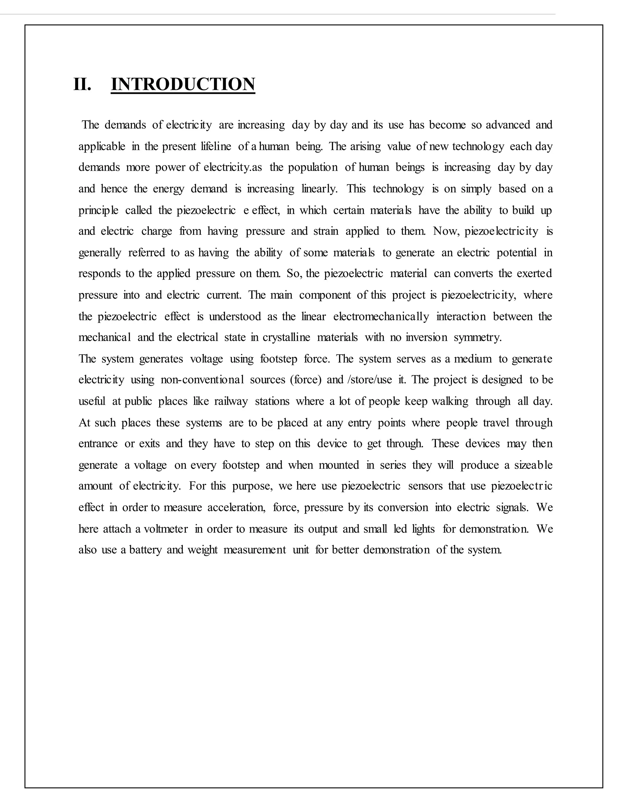 Footstep power generation system Final year be project | PDF