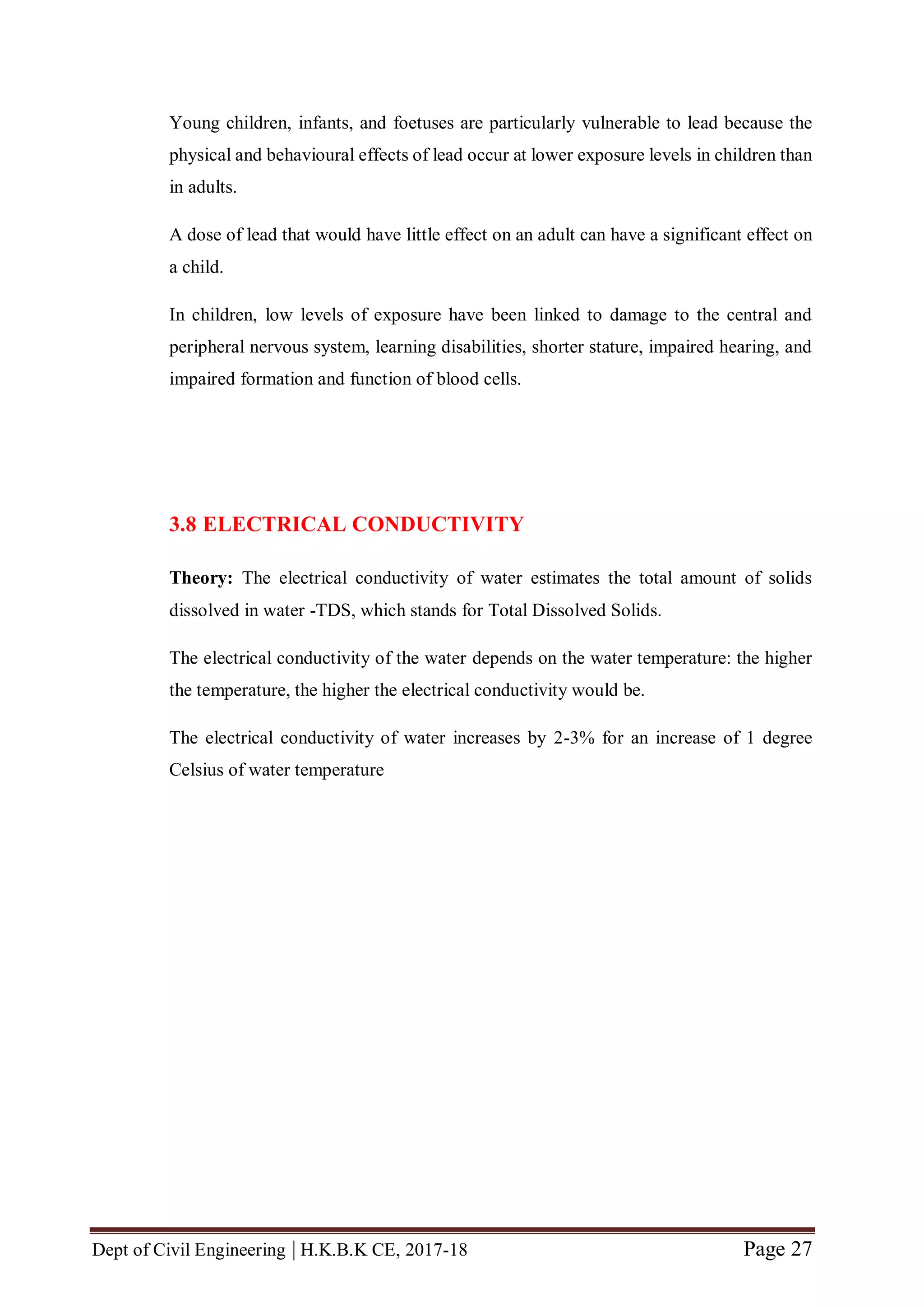 Final year civil engineering project report physico chemical analsis of ...