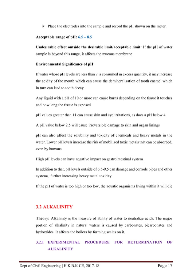Final year civil engineering project report physico chemical analsis of ...