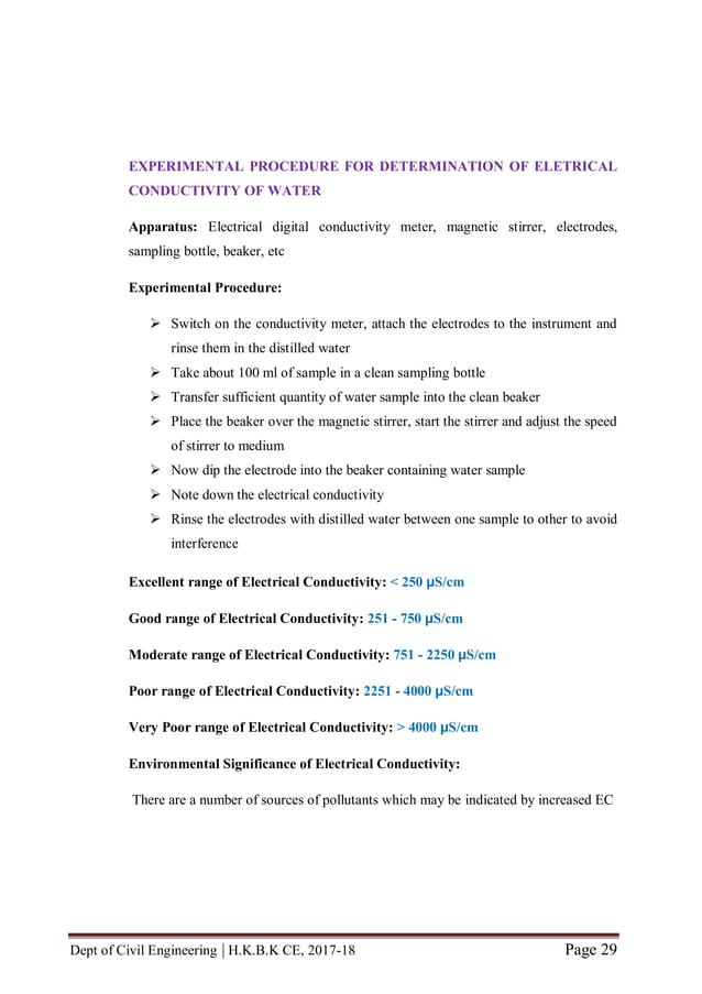 Final year civil engineering project report physico chemical analsis of ...