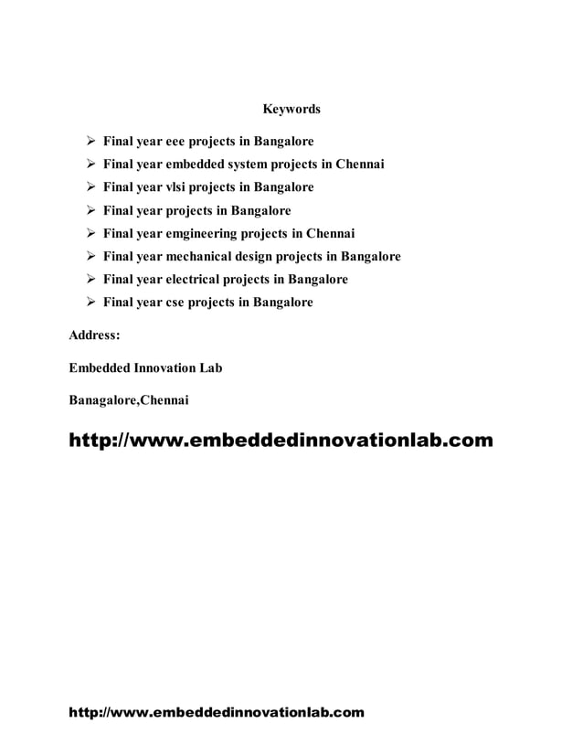 Final year cse,eee projects in bangalore | PDF