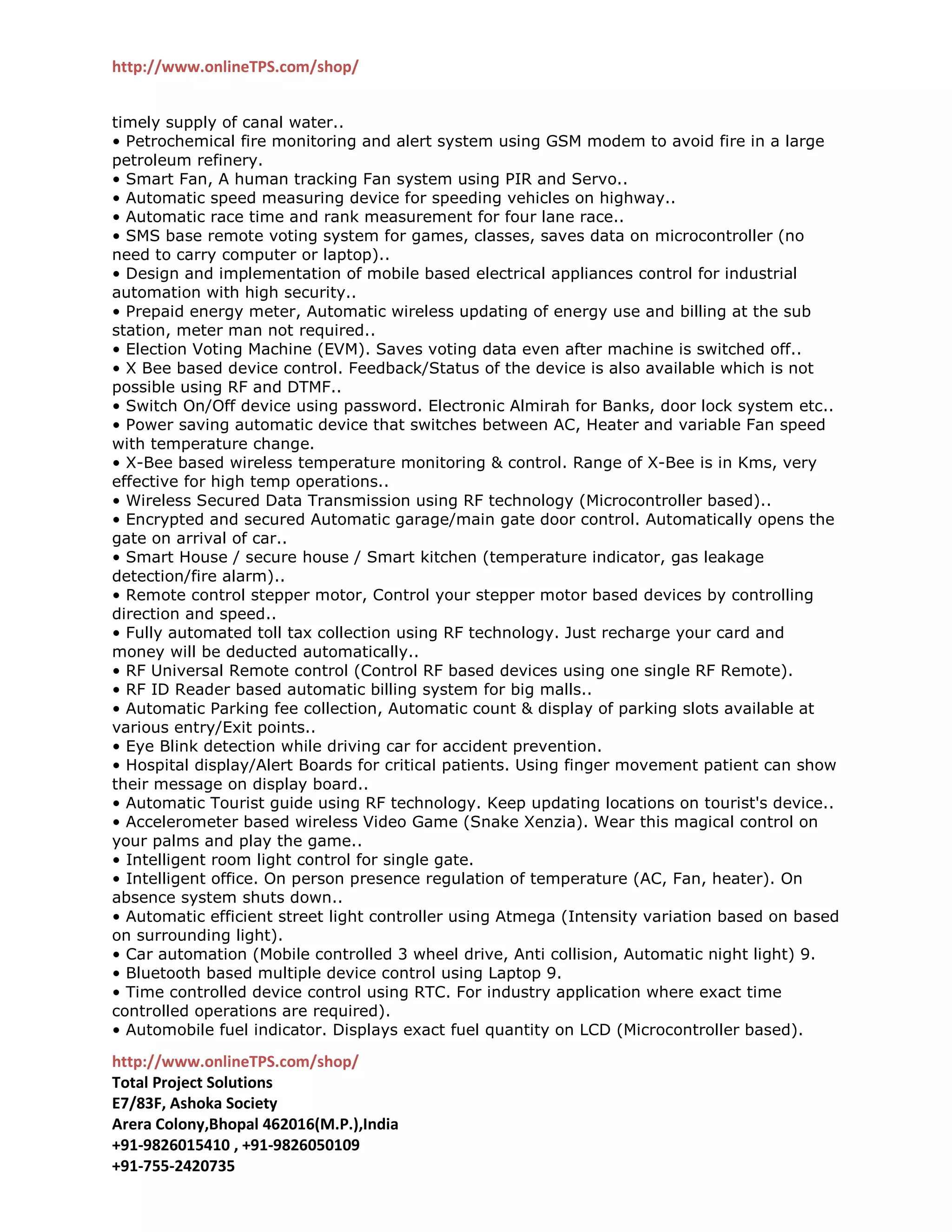 Final year electronics projects list | PDF