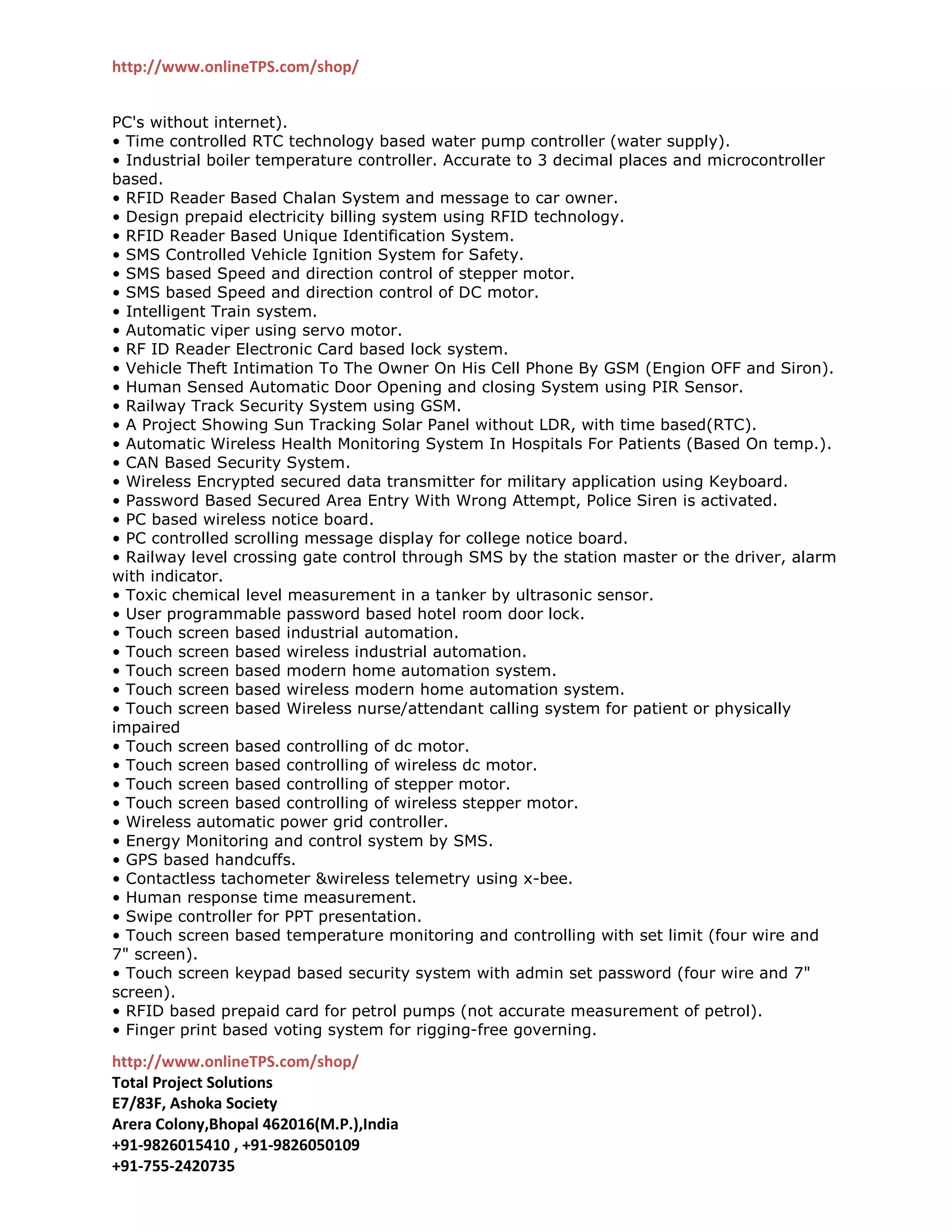 Final year electronics projects list | PDF