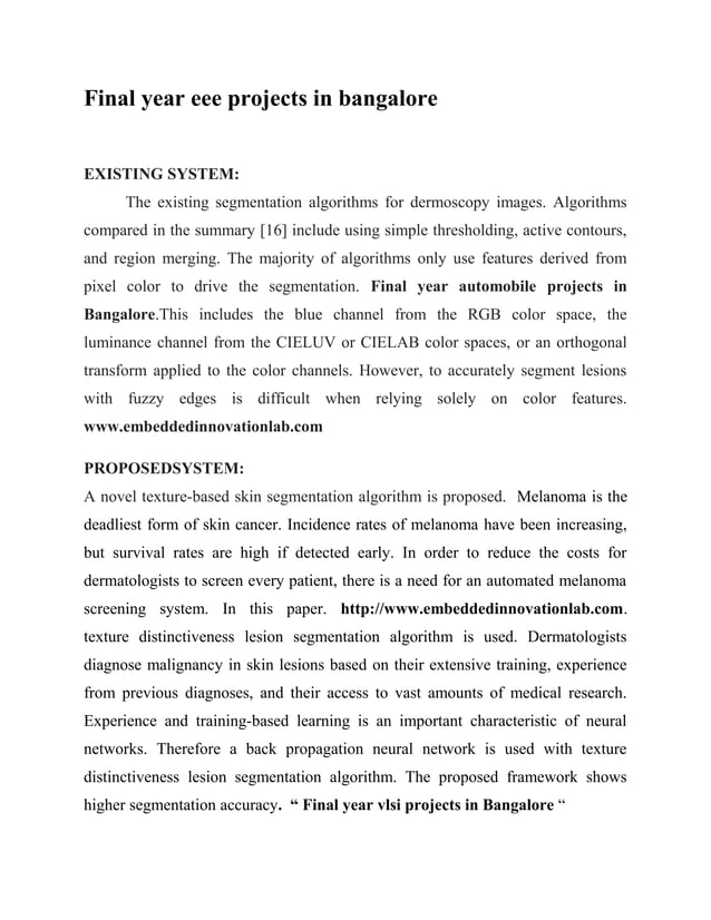 Final year embedded projects in bangalore | PDF Final year embedded projects in bangalore | PDF