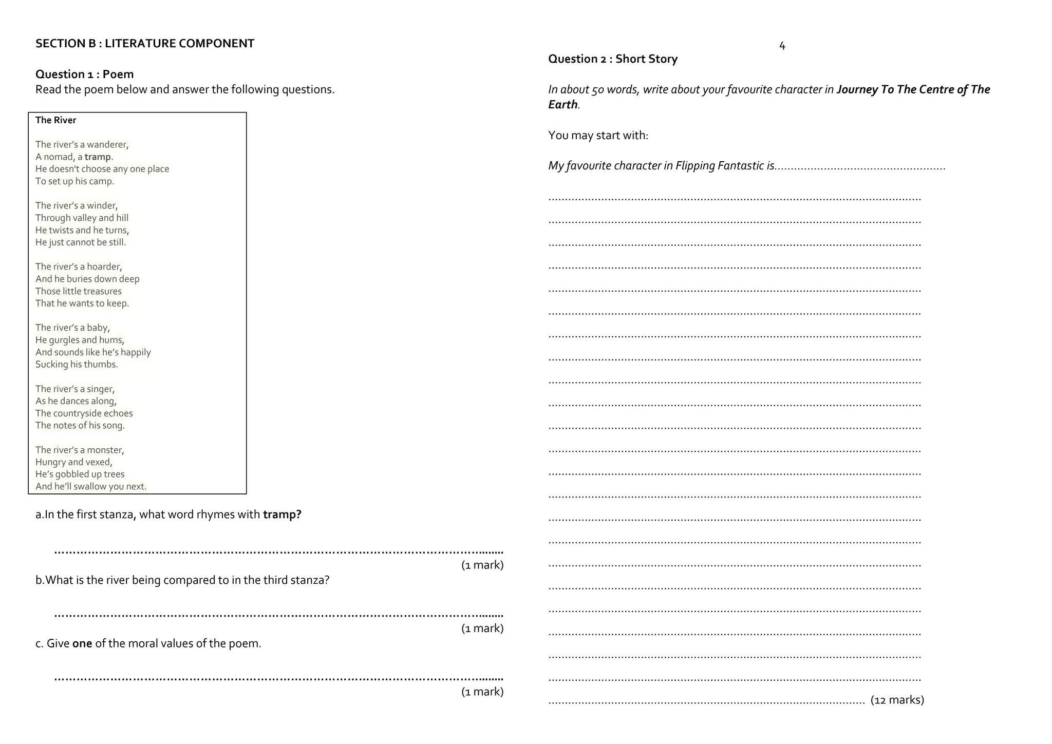 Final year form 1 paper 2 | DOCX