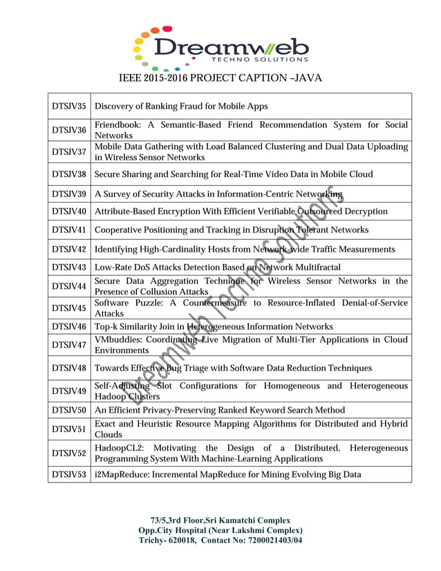 Final year java dreamweb techno solutions trichy - copy (2) | PDF