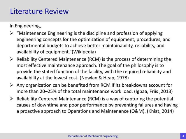 Reliability Centered Maintenance Implementation and Case Study | PPT