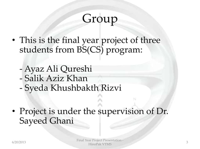 Final Year Presentation - Semester 1 | PPT