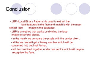 face recognition system using LBP | PPT
