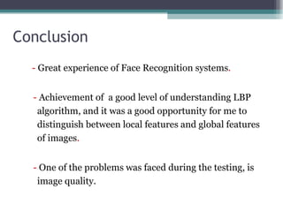 face recognition system using LBP | PPT