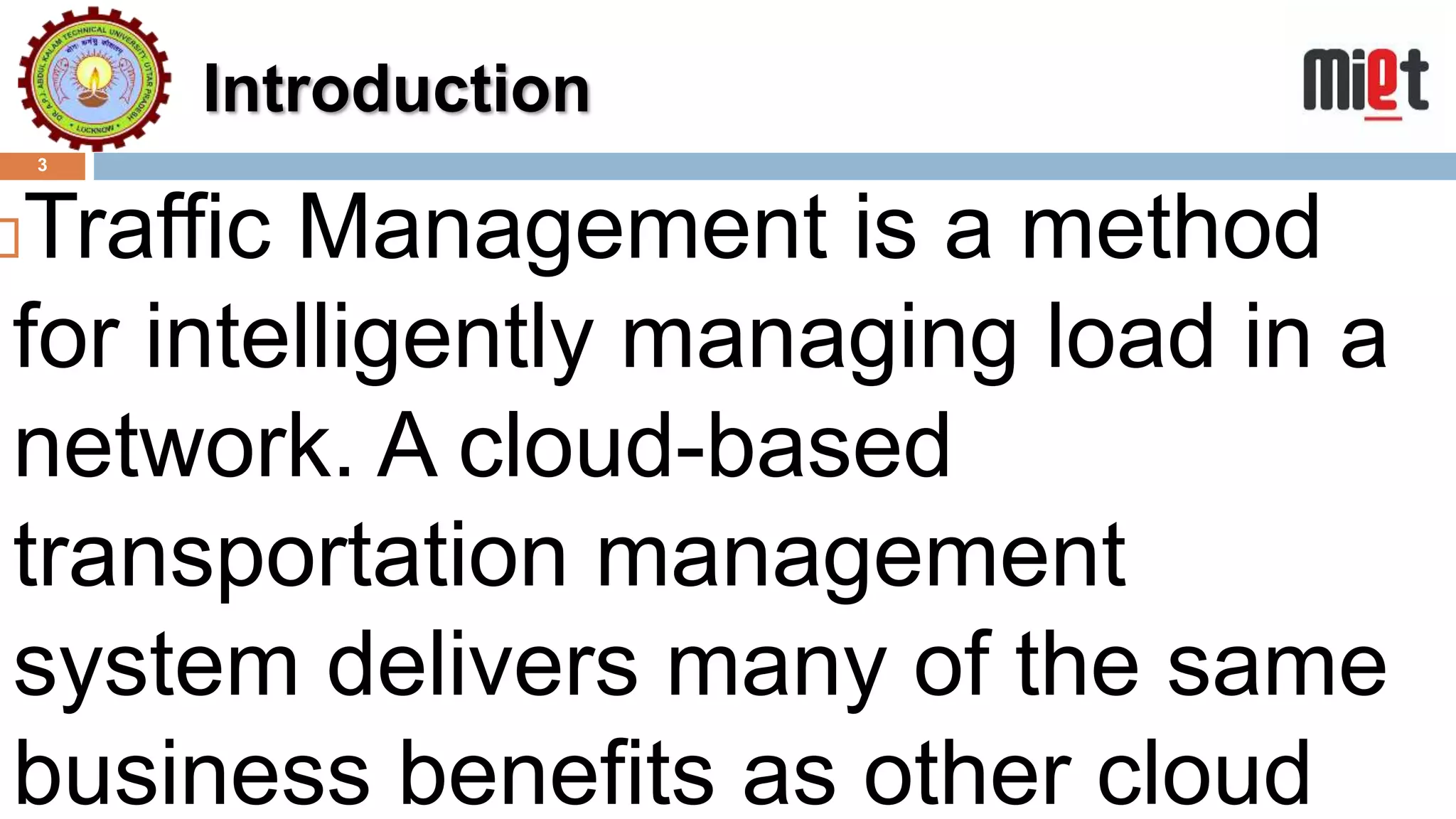 SMART TRAFFIC MANAGEMENT USING CLOUD | PPTX