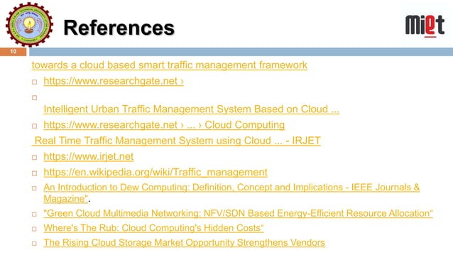 SMART TRAFFIC MANAGEMENT USING CLOUD | PPTX