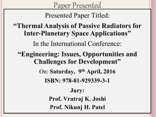 Thermal Analysis of Passive Radiator for Inter Planetary Space ...