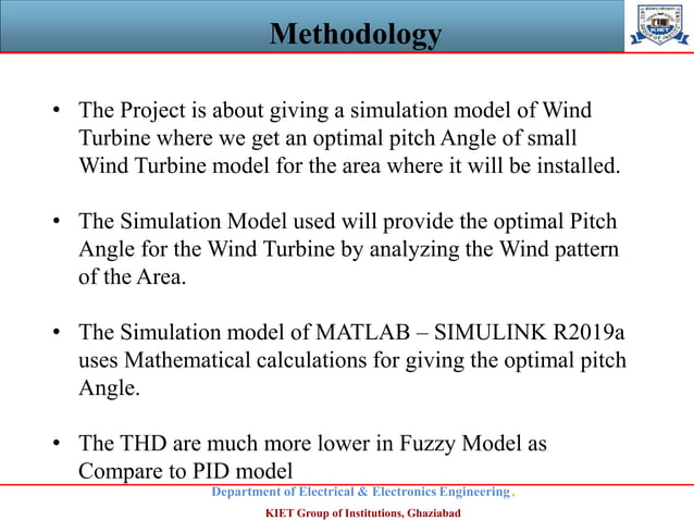 Pitch Angle Control Of Wind Turbine Using Fuzzy Logic Control Ppt