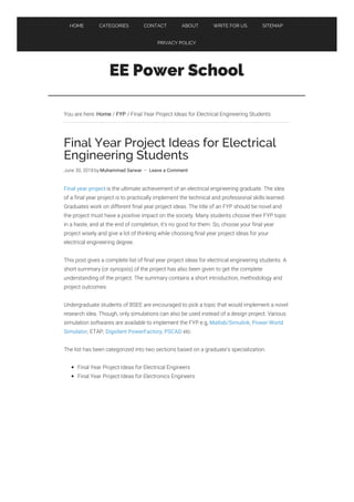 Final year project ideas for electrical engineering eepowerschool.com