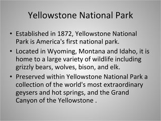 Yellowstone National Park | PPT