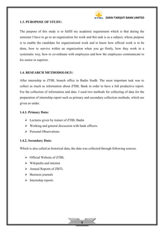 ZTBL Internship report | PDF