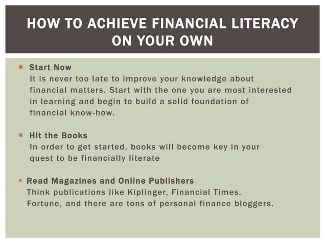 Finance Literacy | PPT